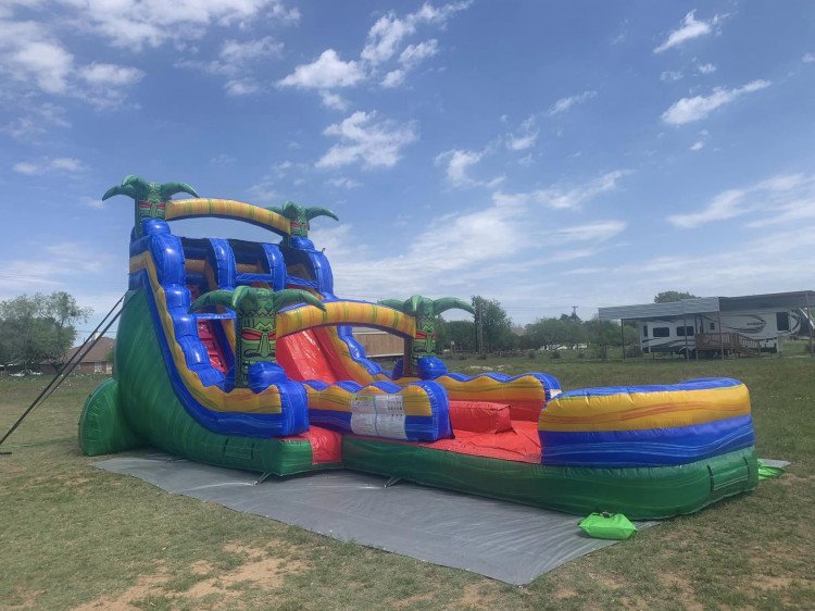 20' Island Drop Dual Lane Slide - Big Time Slides Stockdale TX